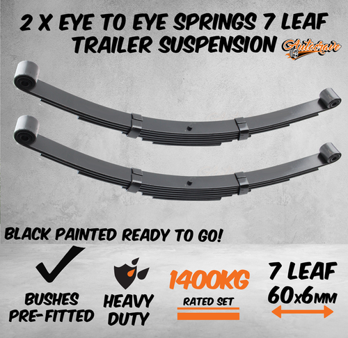 2x 7 LEAF EYE TO EYE SPRINGS TRAILER CARAVAN SUSPENSION 60MM X 6MM ...