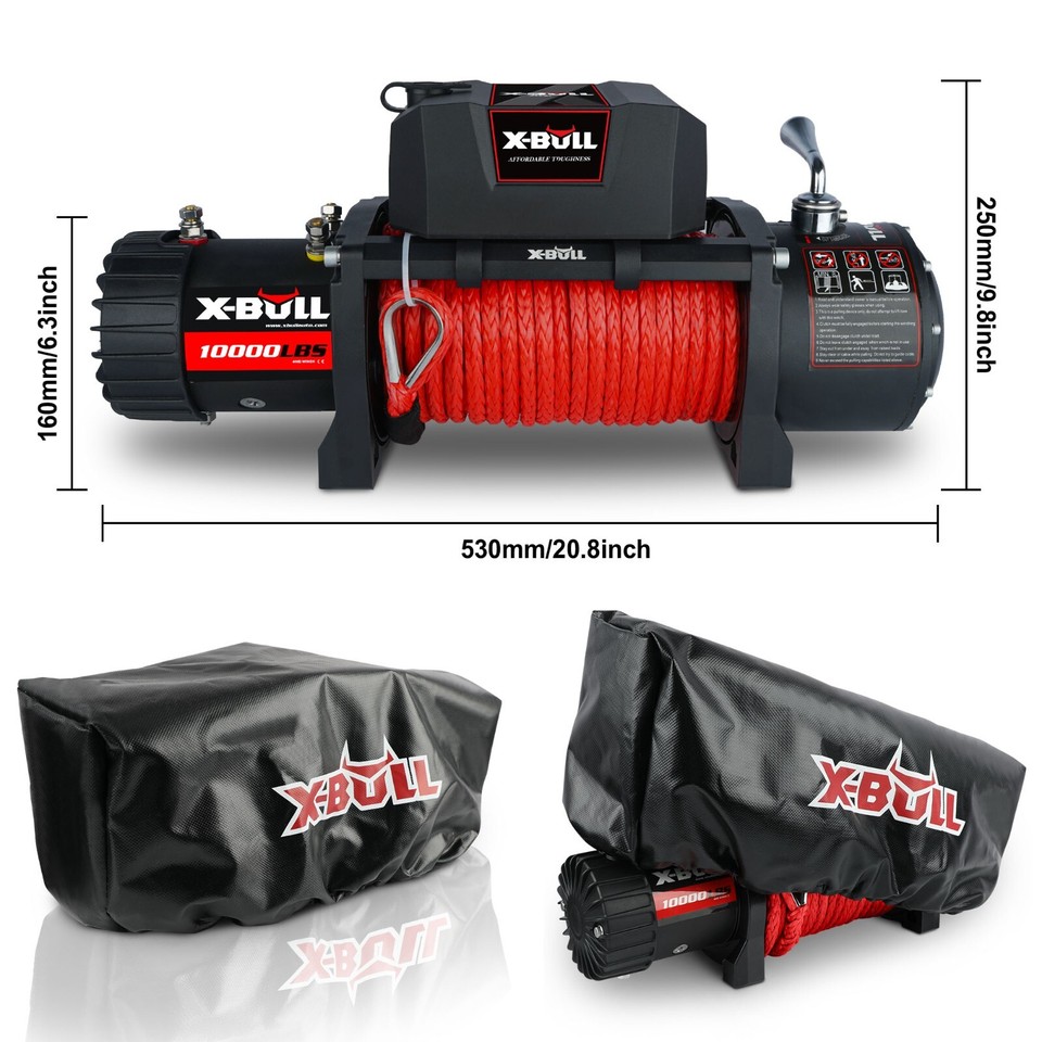 X-BULL Waterproof Winch Cover Black Soft Cover fit 9500-14500LBS Winch ...