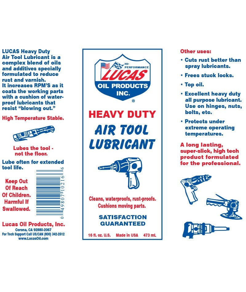 Lucas Oil Impact Wrench Air Tool Lubricant 16 oz 1 Pint Bottle 10216 (6 ...