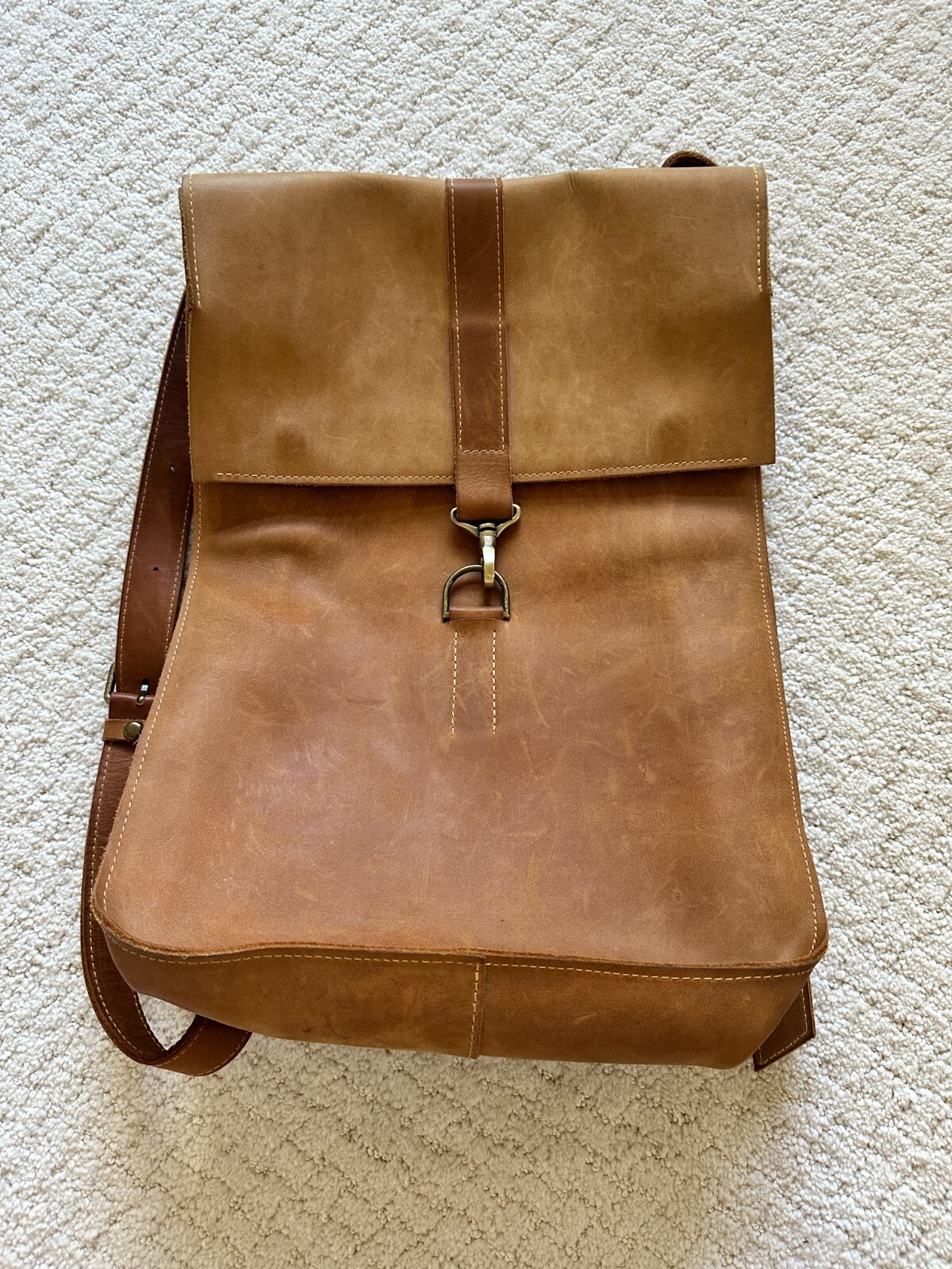 Custom made leather foldover backpack - Gem