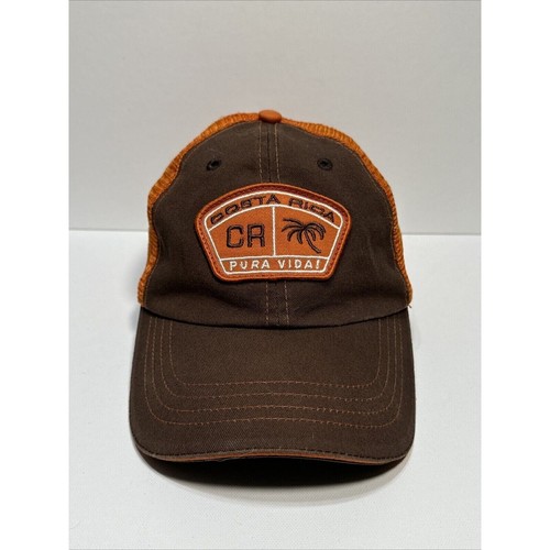 Costa Rica CA Pura Vida! Mesh Baseball Hat Dad Cap Brown and Orange | eBay