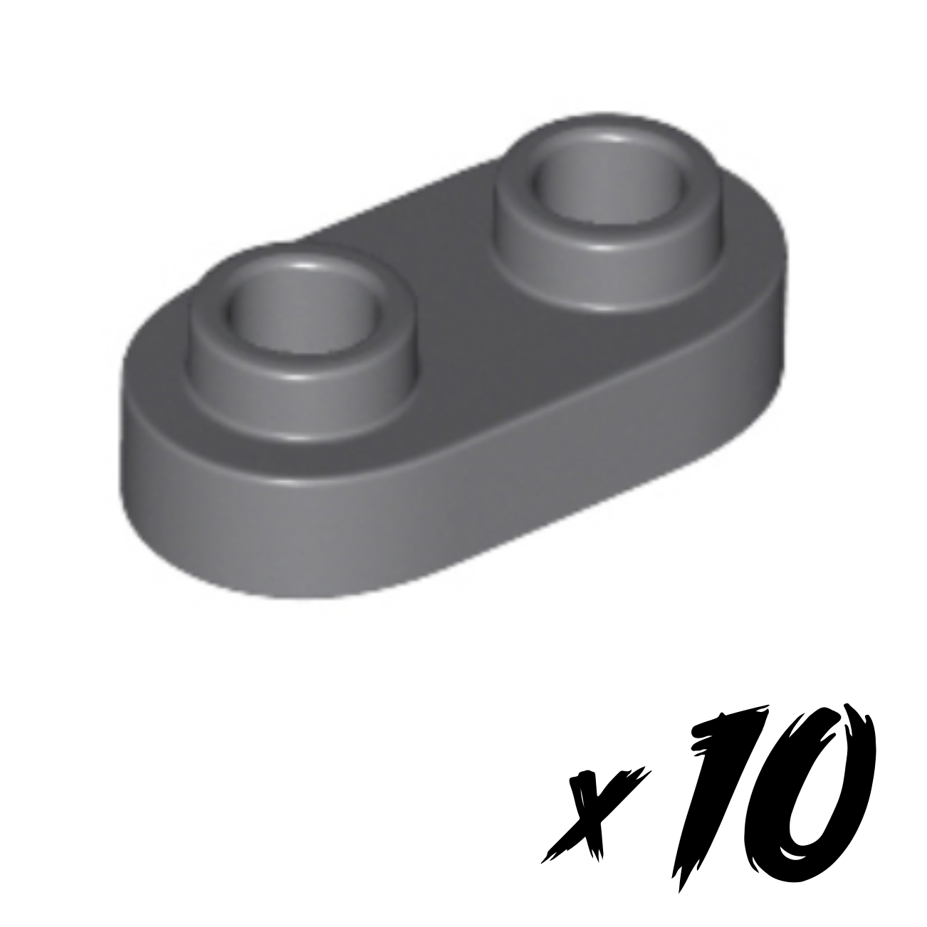 10x LEGO 35480 • Platte 1 x 2 • plate round • dunkelgrau • dark bluish ...