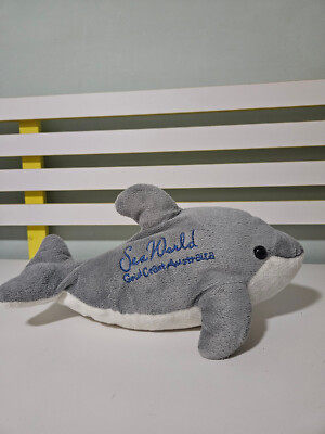 DOLPHIN PLUSH TOY SEA WORLD 2007 GREY DOLPHIN STUFFED ANIMAL SEAWORLD ...