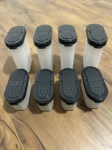 8 Tupperware Spice Container Black Organize Modular Mates Large Small ...