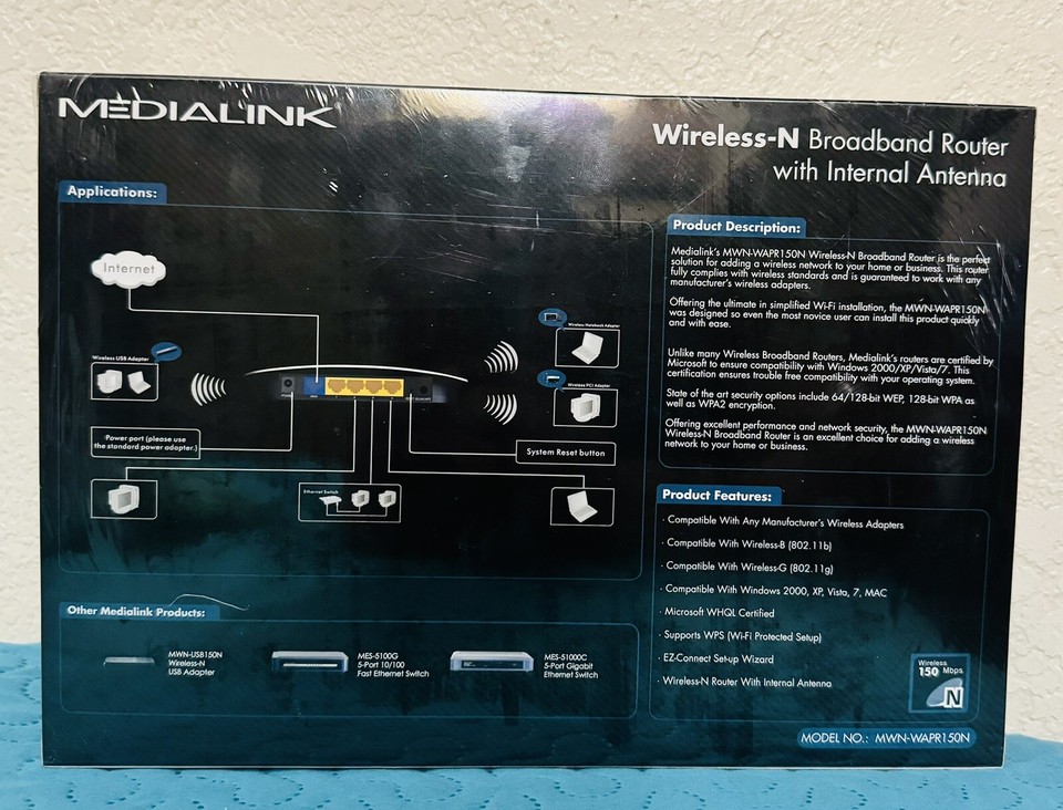 Medialink MWN-WAPR150N 150 Mbps 4-Port 10/100 Wireless N Router w ...