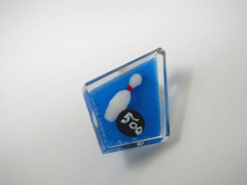 Vintage Bowling 500 Score Pin 3D Lucite Acrylic Encased Ball Brooch ...