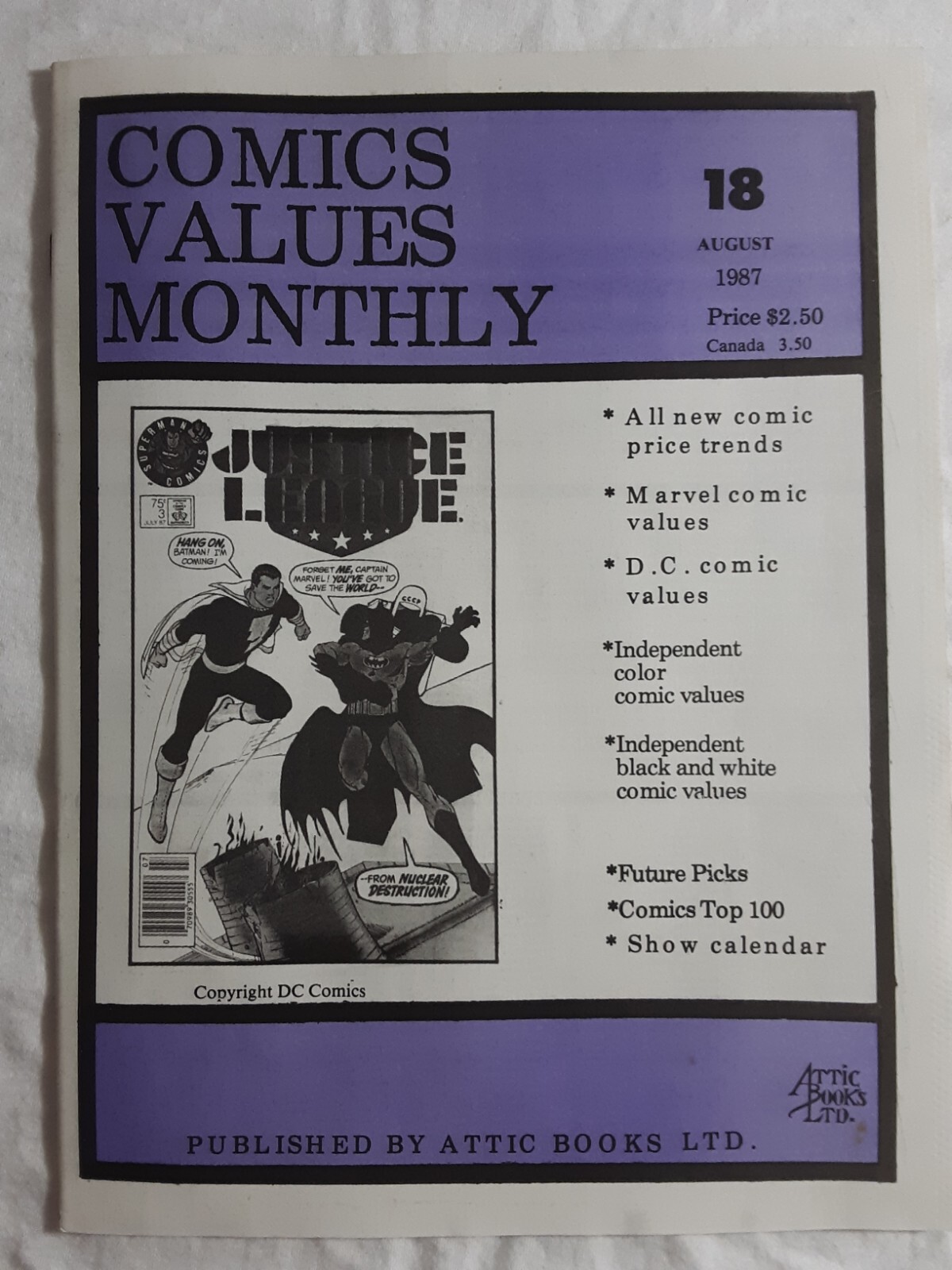 Comics Values Monthly NEW 18 Aug 1987 FREE SHIPPING Justice League 3 ...