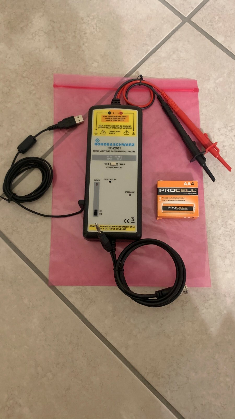Rohde & Schwarz RT-ZD01 High-Voltage Differential Probe, 100MHz, 1kV ...