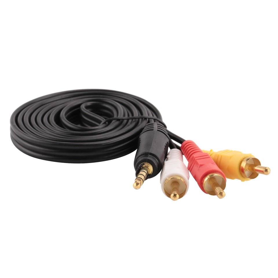 4.9ft 3.5mm Plug to 3 Male Adapter AV Extension Cable for VCD DVD ...