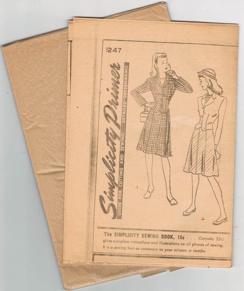 Uncut 1944 Simplicity Pattern 1247 XS 2pc Back to School 32-26-35 Skirt ...