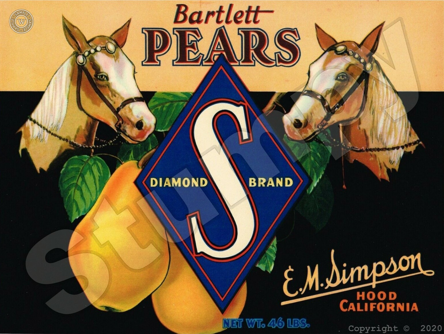 Diamond S brand Pears label Metal Sign 9" x 12" | eBay