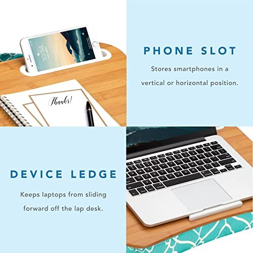 Designer Lap Desk with Phone Holder and Device Ledge - - Fits up Aqua ...