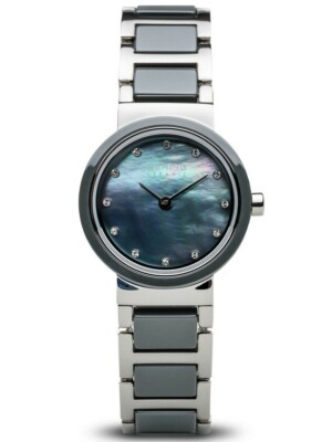 Bering Time Ceramic Silver Steel and Grey Ceramic Links Women's Watch ...