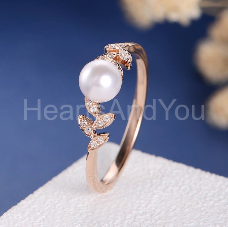 Rose Gold Pearl Engagement Rings