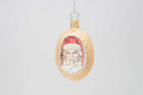 Vntg 3.75"L Inge-Glass Ornament Santa Claus Head in Walnut Shell Glass ...