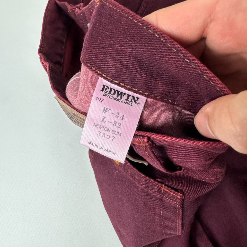 Premium Edwin Jeans "Made in Japan" Burgundy Color Straight Fit W34 L32 ...