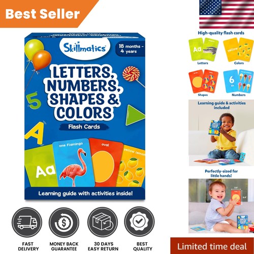 Vibrant Educational Flash Cards for Toddlers - Letters, Numbers, Shapes ...