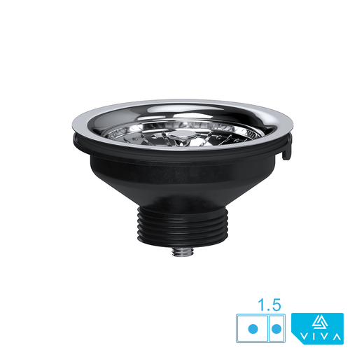 Kitchen Sink Waste Trap Kit Square Overflow Basket Strainer Double Bowl ...