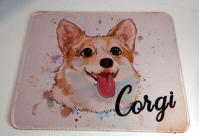 Adorable art Corgi Puppy Mousepad Rubber Rectangle Gret gift idea for ...