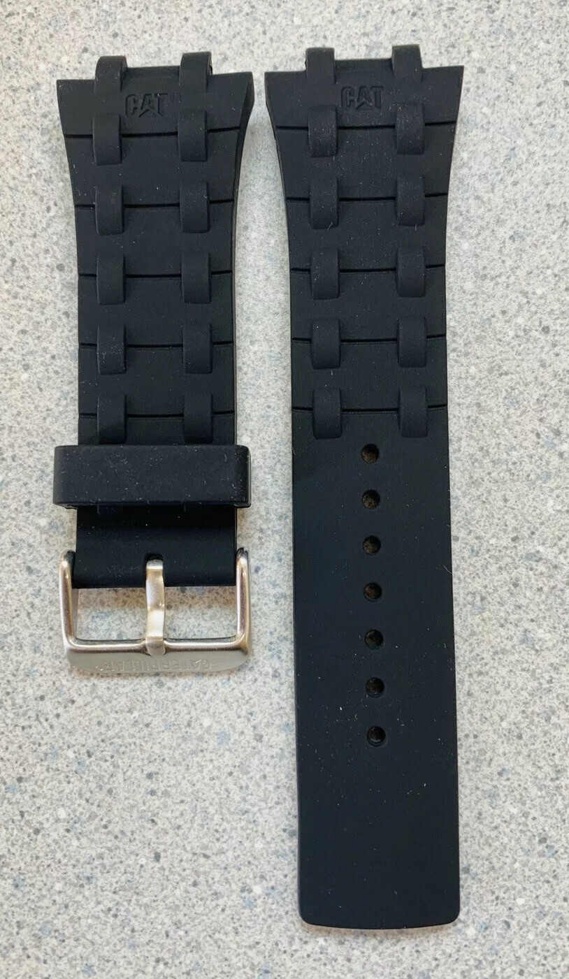 CAT WATCH STRAP, A1.141 , BLACK RUBBER SILVER BUCKLE , CAT STRAP, A11 ...