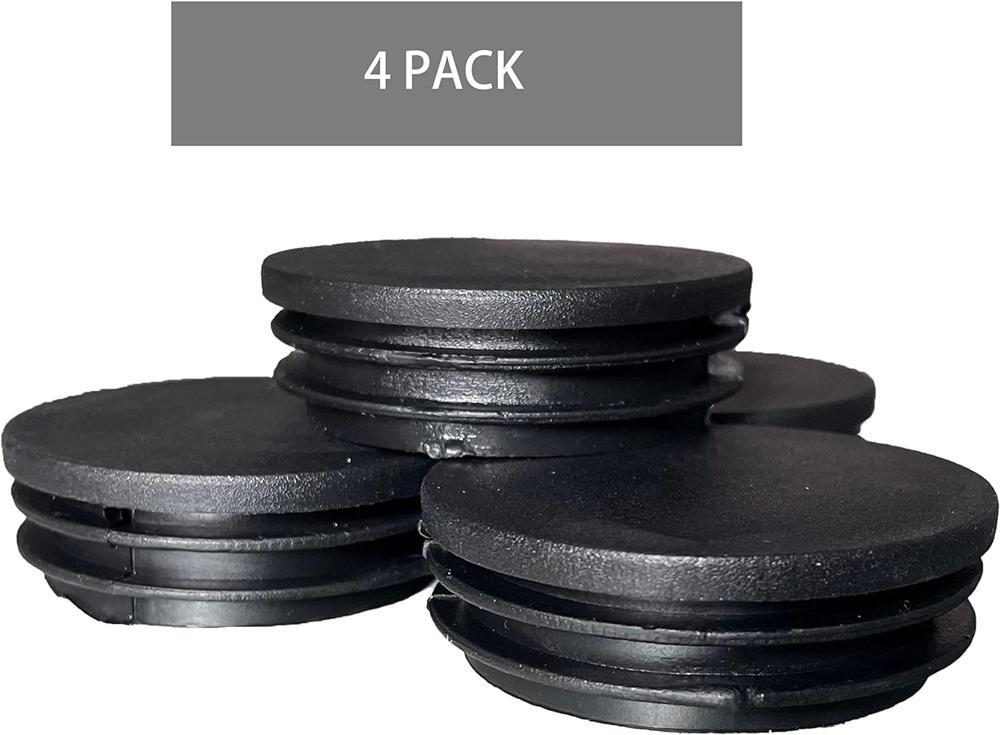4 PCS 2 inch (50mm) Black Round Plastic Plugs, Tube Ribbed Inserts End ...