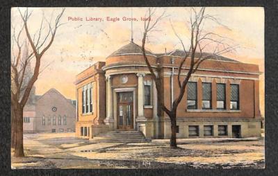 PUBLIC LIBRARY EAGLE GROVE IOWA POSTCARD (c. 1908) | eBay UK