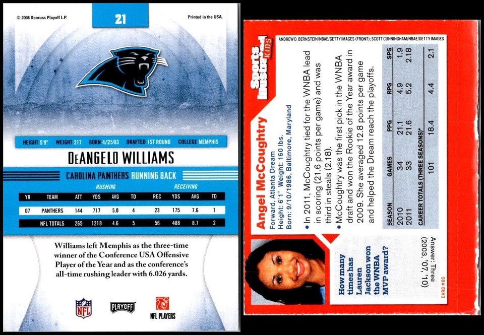 Playoff Absolute Memorabilia DeAngelo Williams (2) Card Lot - RARE LOT ...