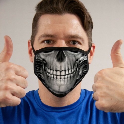 Silver Skull FACE MASK Reusable Washable Unisex Face Cover Cloth USA ...