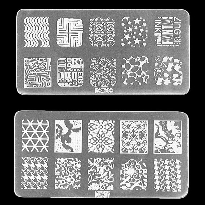 Nail Art Stamp Stencil Stamping Template Plate Set Tool Stamper Design ...