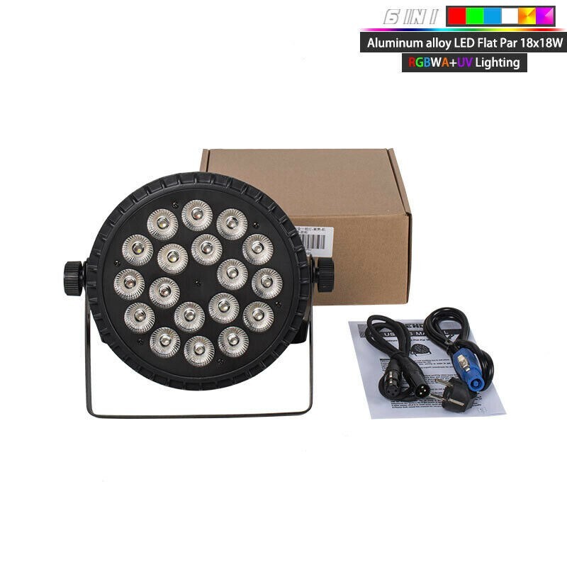 SHEHDS 6PCS LED Stage Light 18x18w RGBWA UV Par Lighting DMX DJ Disco ...