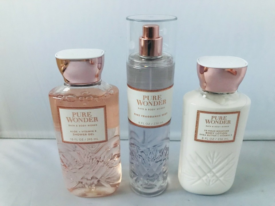 Bath & Body Works PURE WONDER Body Lotion, Body Mist, Shower Gel, Set 3 ...