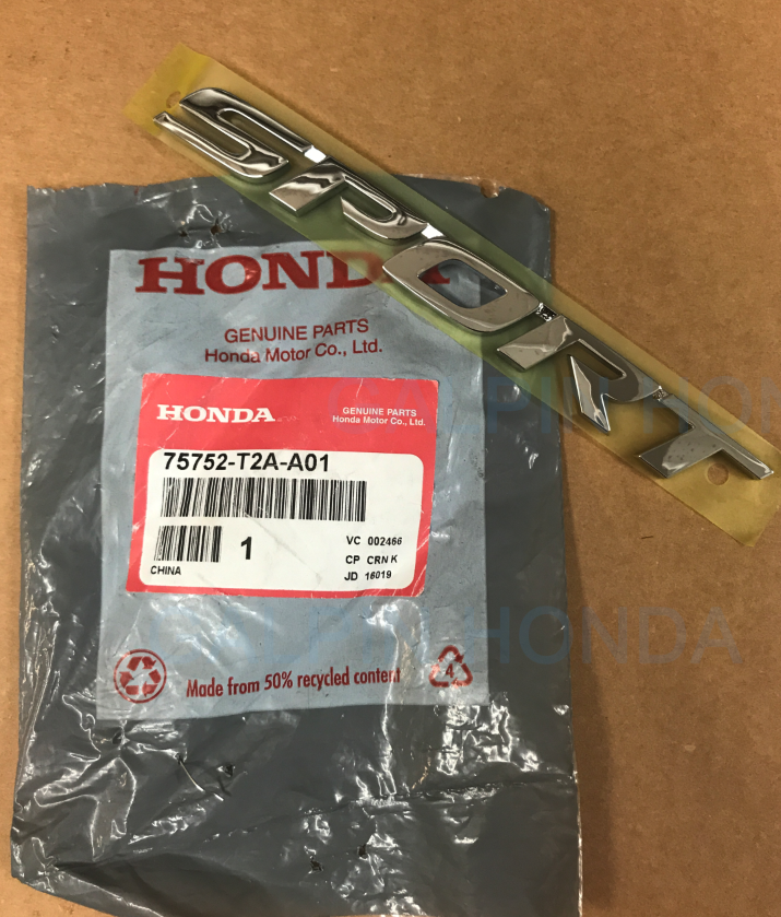 Honda Sport Emblem (75752-T2A-A01) | Rear | Chrome | 1 Year ...