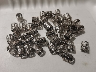 200pcs Silver Tone DREADLOCK PLATTING Braiding Hair Beads Cuff ...