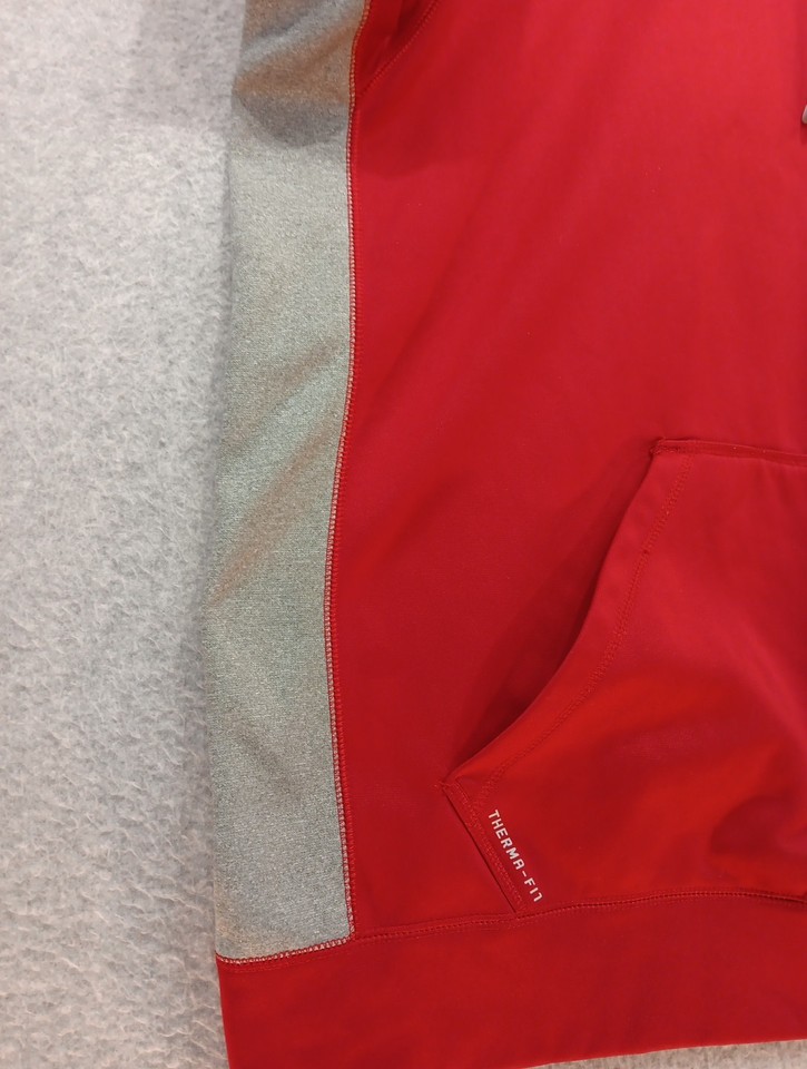 Nike Mens KO Hoodie 2.0 Red Dark Grey Kangaroo Pocket Size XL 465784 ...
