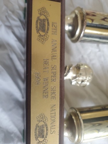 Vintage 90's auto racing trophy, 1st Place Heat Winner 1998 Kalamazoo ...