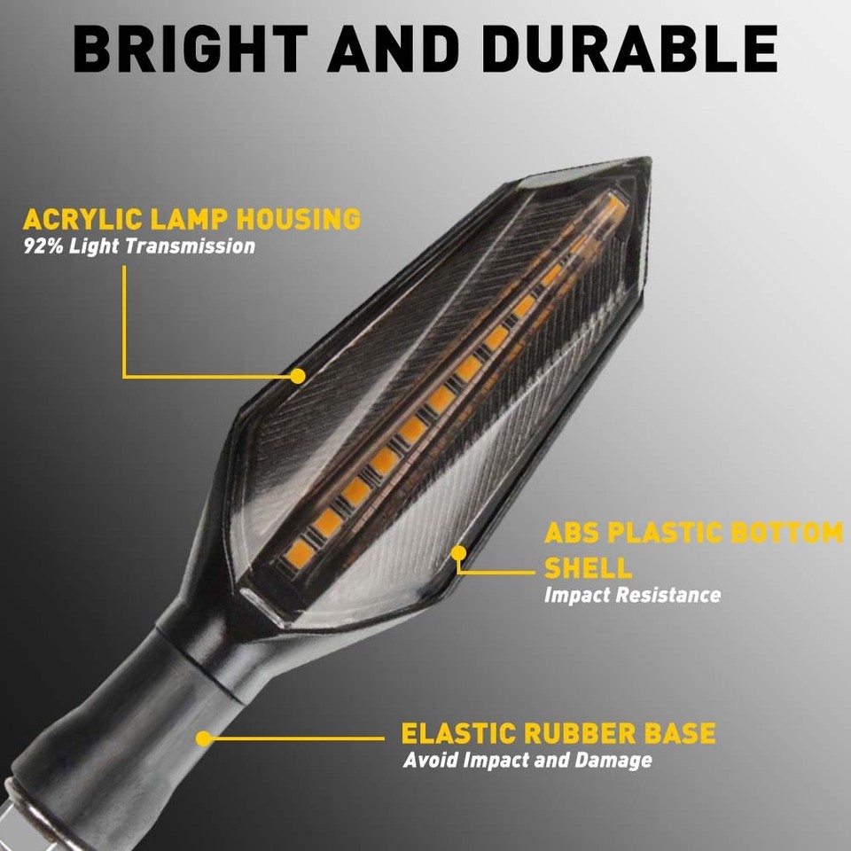 LED Motorcycle Turn Signals Driving Amber Light Universal Brake Lamp ...