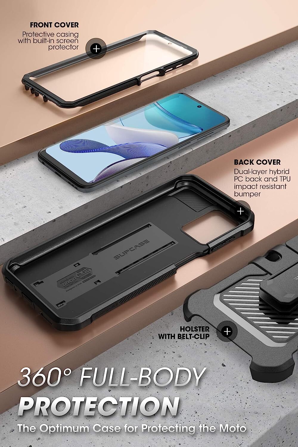 SUPCASE UBPro Full Body Case +Screen Protector Cover for Motorola Moto ...
