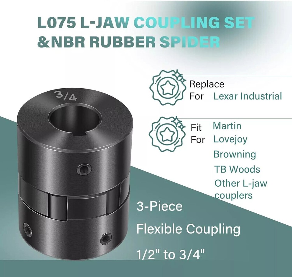 3-Piece L-Jaw Coupling Coupler Set For Log Wood Splitter 1/2"-3/4" L075 ...