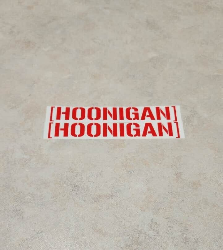 Hoonigan 6x1" pre cut red on white quality weather proof sticker 2pcs ...