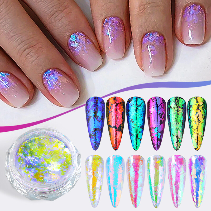 1Box Colorful Pearl Chrome Nail Powder Dust Pigment DIY Nail Art ...