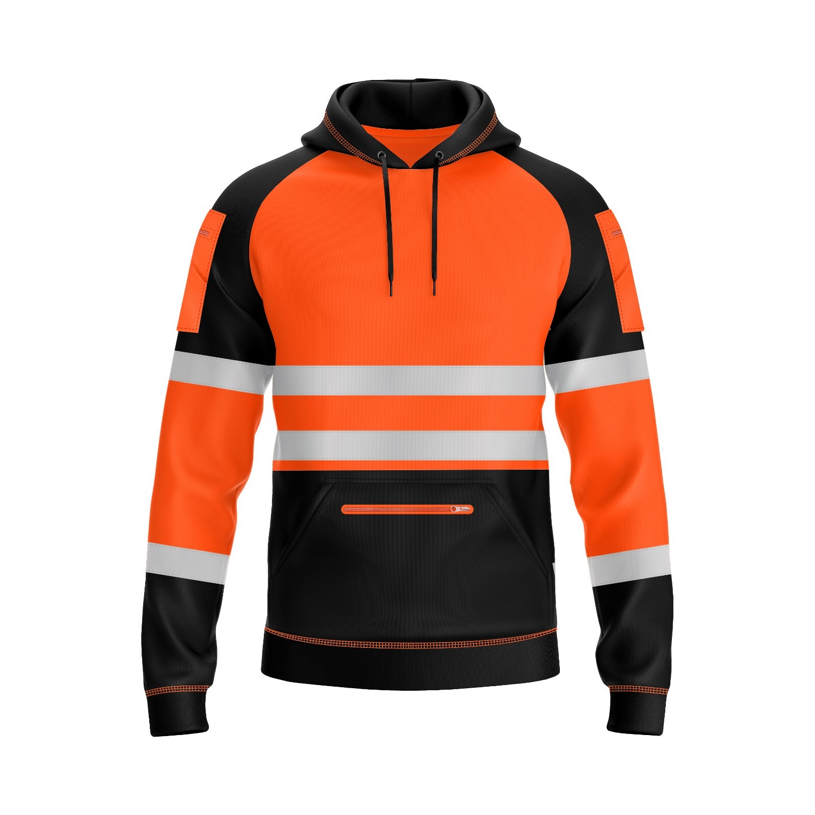 Hi Viz Vis High Visibility Hoodie 3 Zips Work Pullover Hooded Top ...