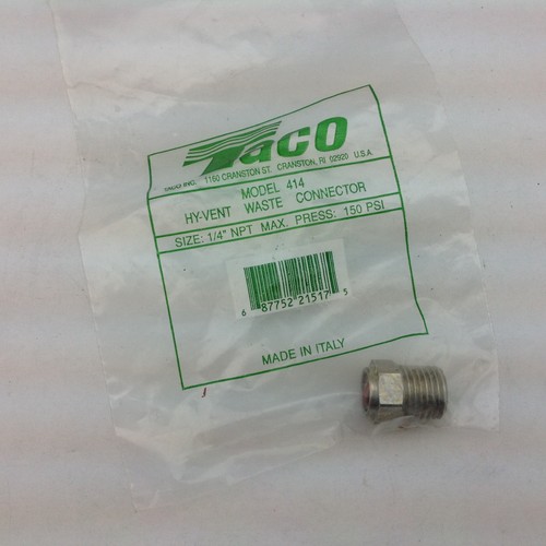 Taco Hy-Vent 414 Waste Connector 1/4"NPT Max. Press: 150psi | eBay