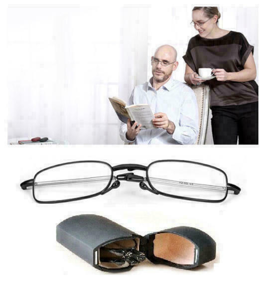 Portable Mini Glasses Folding Reading Glasses with Carrying Case Frame ...