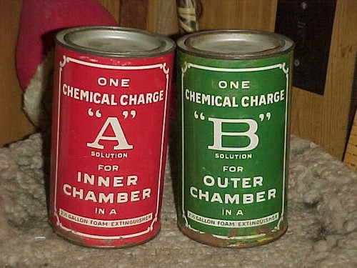 CHEMICAL CHARGE A&B TIN CAN FOAM FIRE EXTINGUISHERS OUTER & INNER ...
