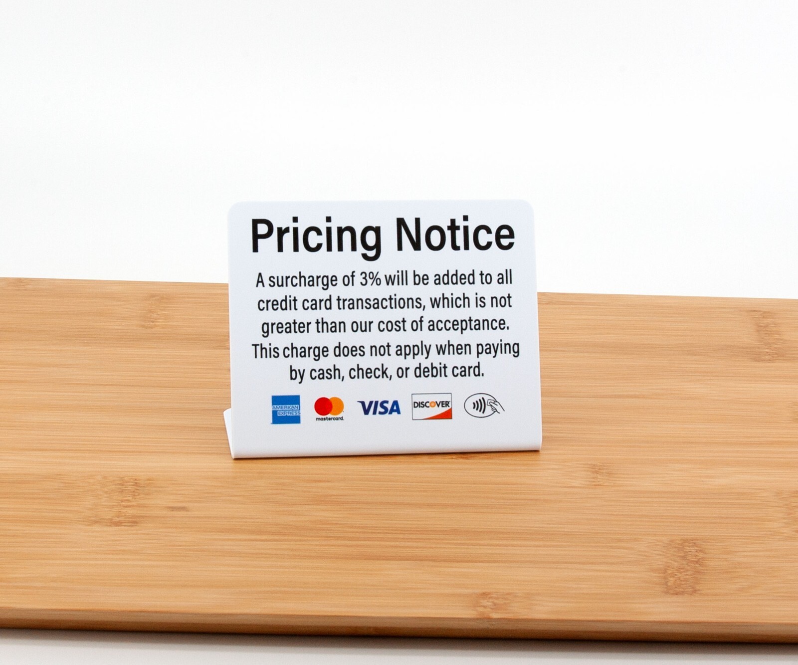 3pk Credit Card Surcharge Signs, 3% - Pricing Notice, L Style, Free ...