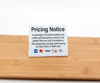 3pk Credit Card Surcharge Signs, 3% - Pricing Notice, L Style, Free ...