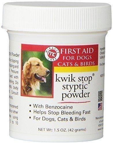 MIRACLE CARE - Kwik Stop Styptic Powder for Dogs, Cats & Birds - 1.5 oz ...
