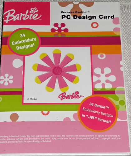 Janome Memory PC Design Card FOREVER BARBIE 34 Embroidery Designs .JEF ...