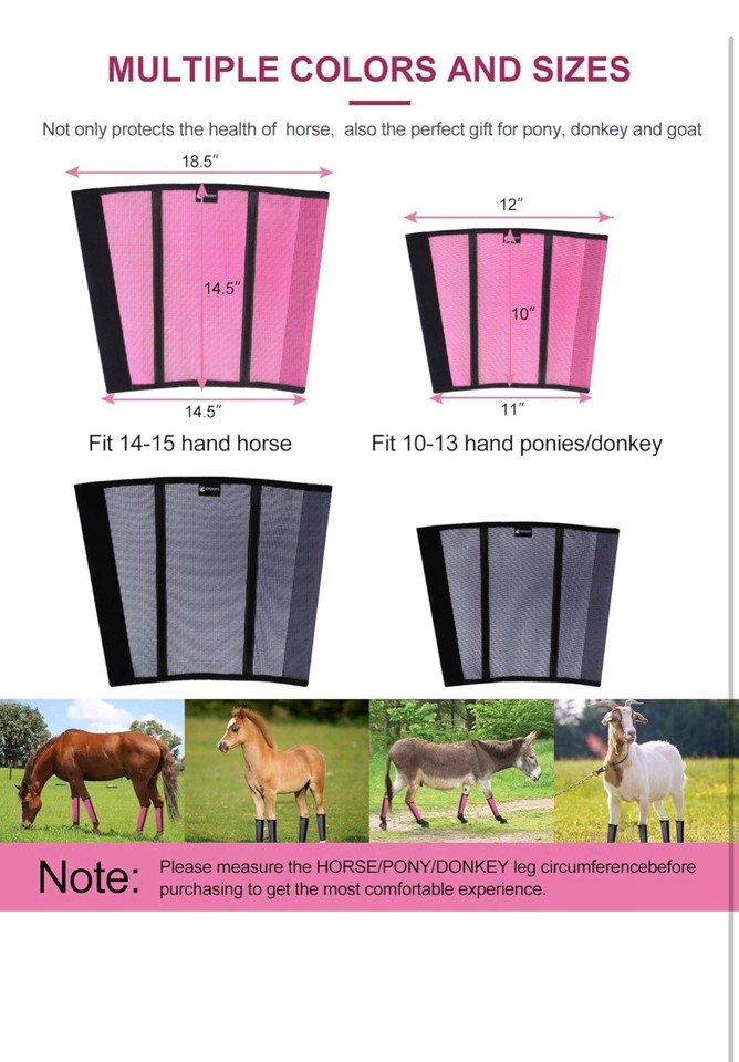 Horse Fly Boots for Pony - Upgrade Mesh Mini Donkey Leg Fly Protection ...