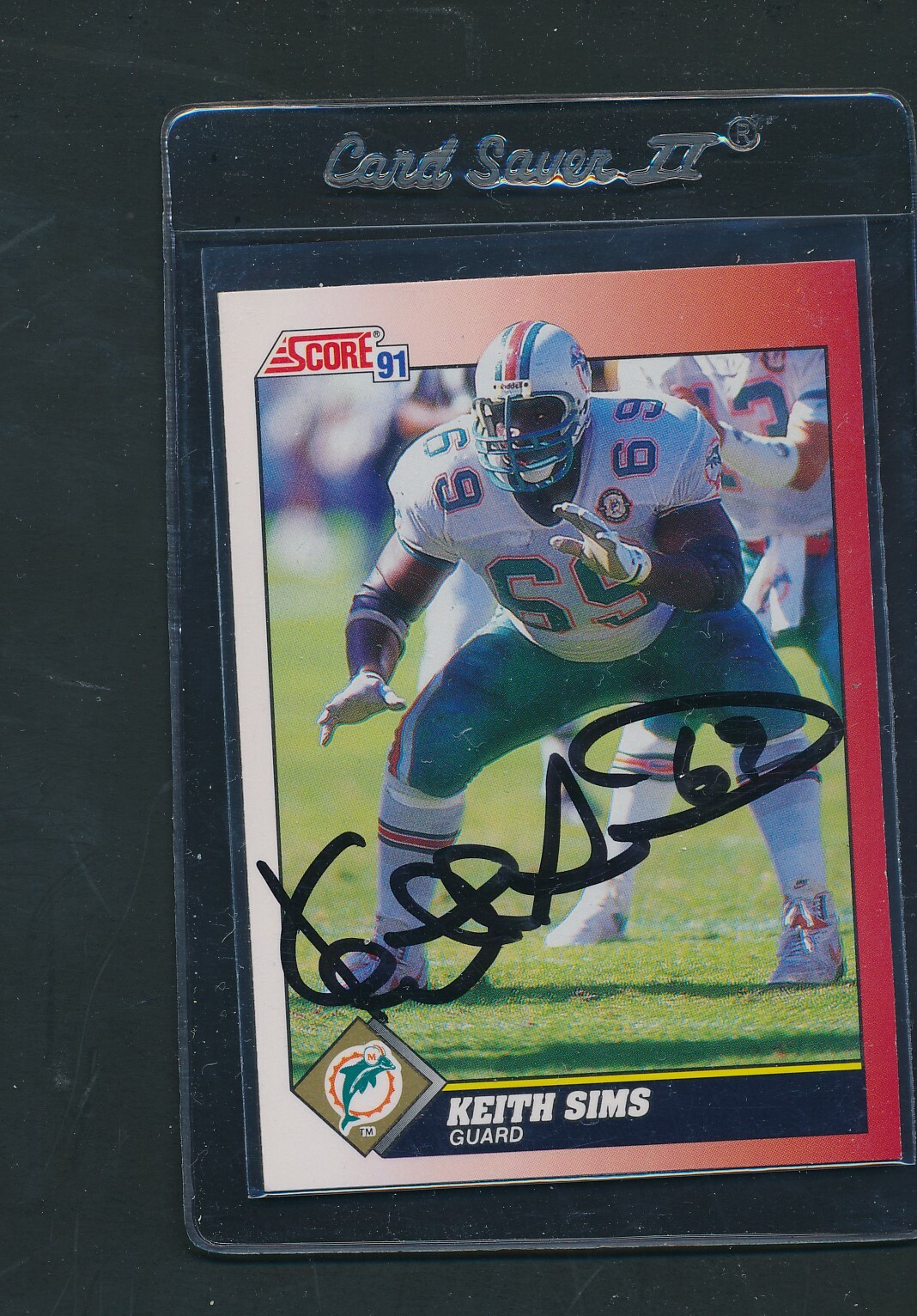 1991 Score #169 Keith Sims Dolphins Signed Auto *B9966 | eBay